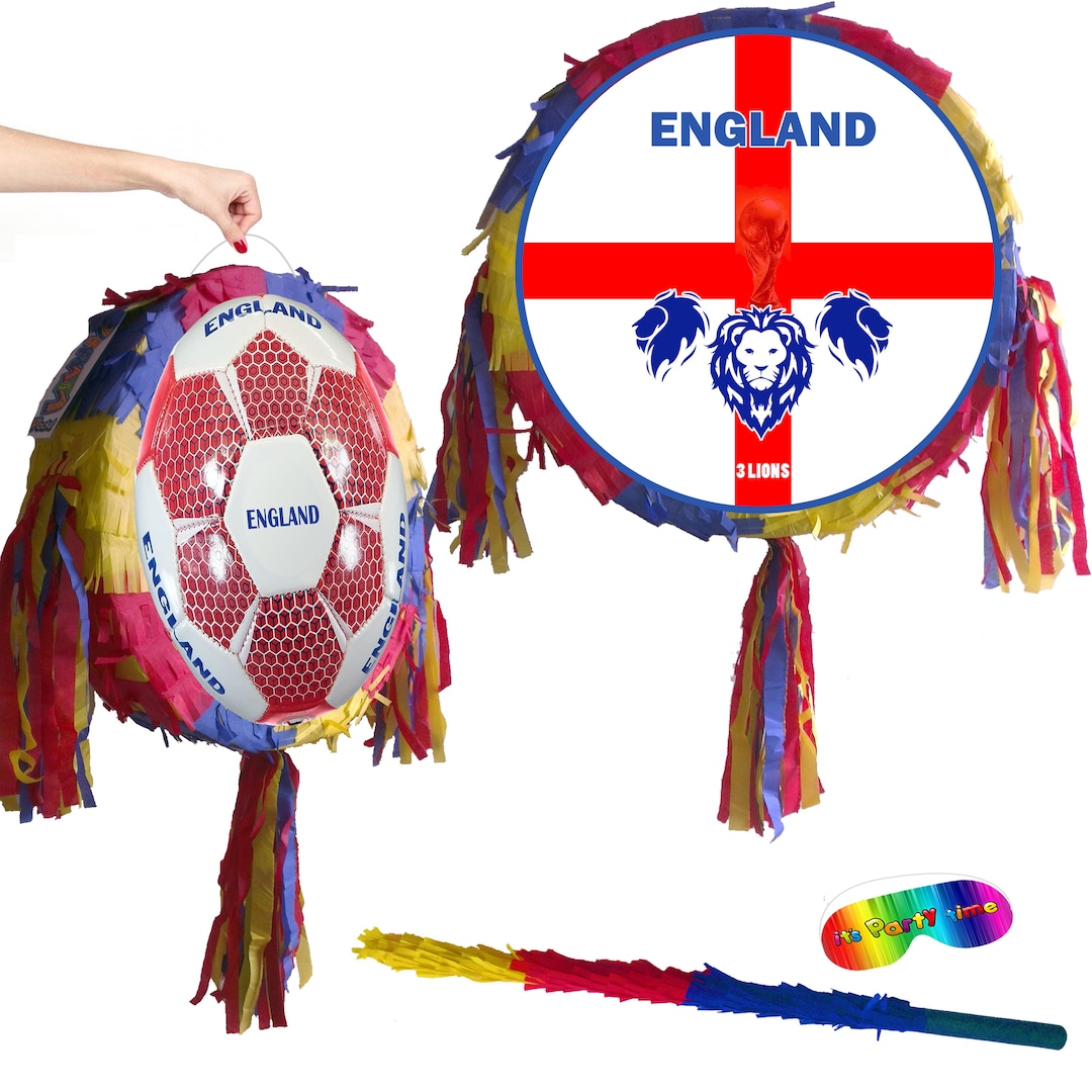 England Football Piñata With Stick Three Lions Round Party Fun Game ...
