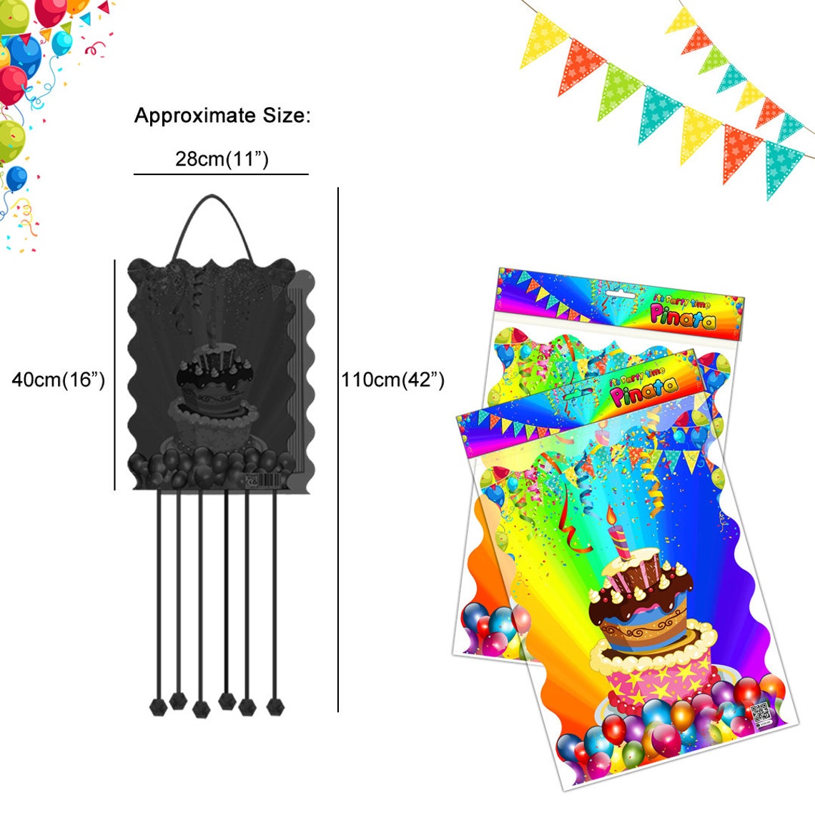 Pull String Birthday Piñata: Rainbow Cake Party Game - Etsy