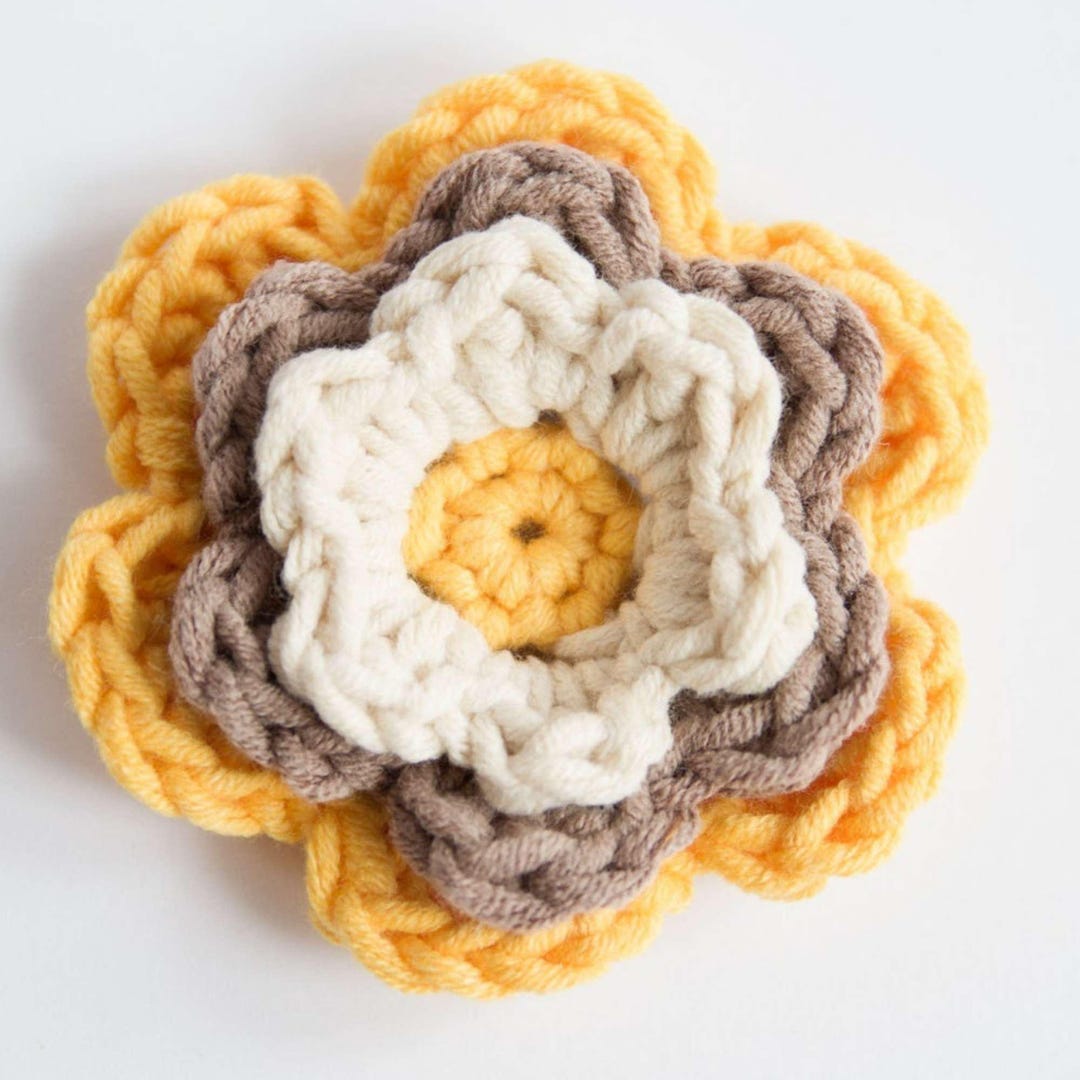 PDF Pattern. Crochet Flower Pdf Pattern. 3 Layers Crochet Flower ...