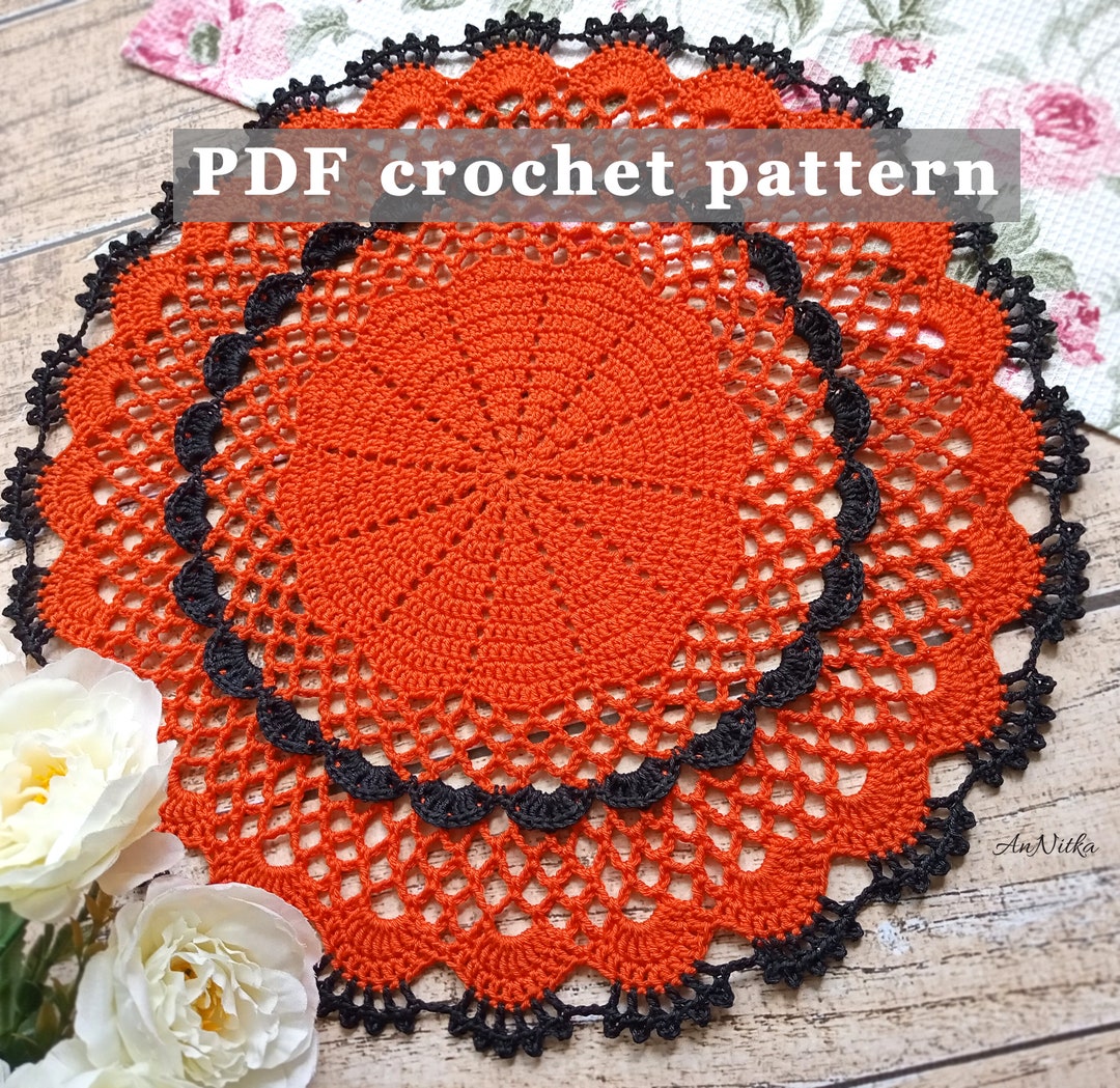 Crochet Halloween Pumpkin Doily Pattern: English DIY (PDF Download) - Etsy