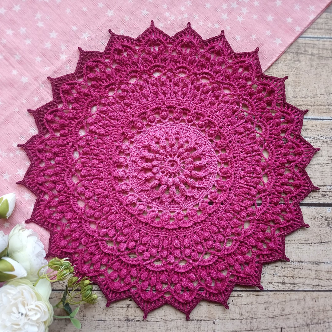 Gradient Crochet Doily Dark Pink Textured Doily Rozita 3d Doily ...