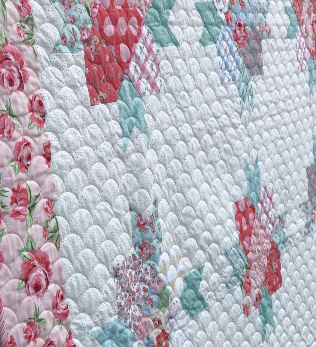 Abby Rose Mint Quilt Kit Featuring Dots and Posies by Lori Woods for ...