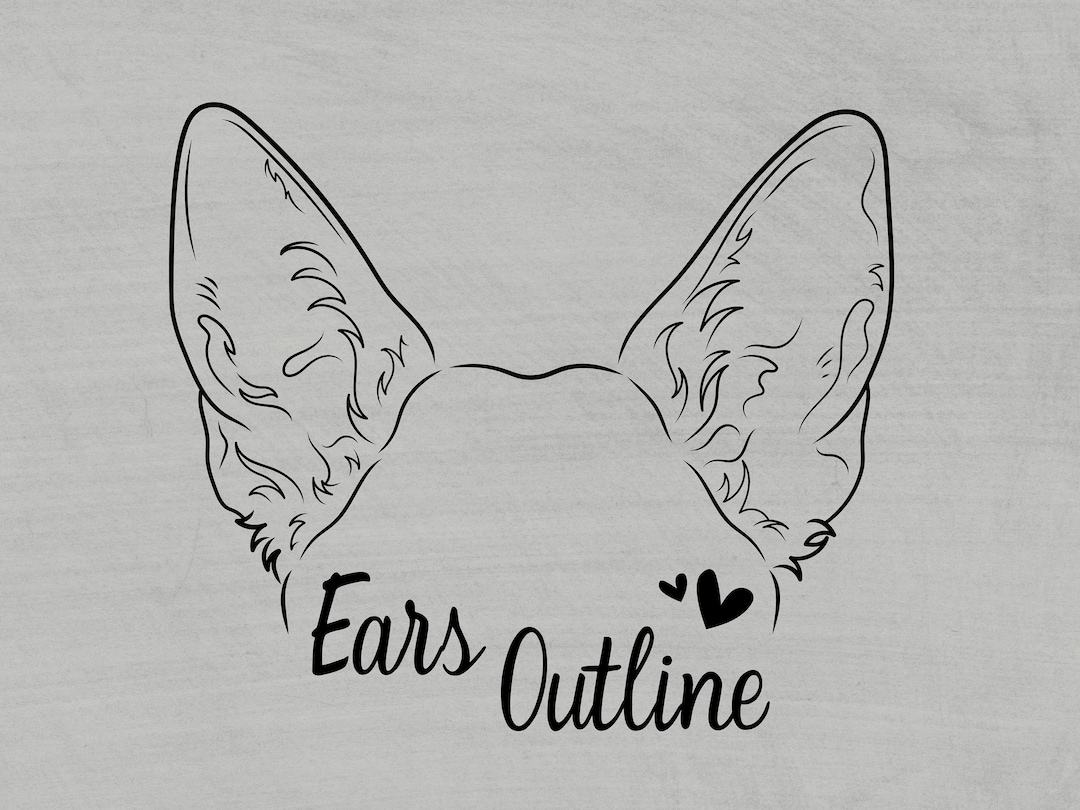 Dog Ear Outline DIGITAL, Custom Pet Tattoo, Minimalist Illustration ...