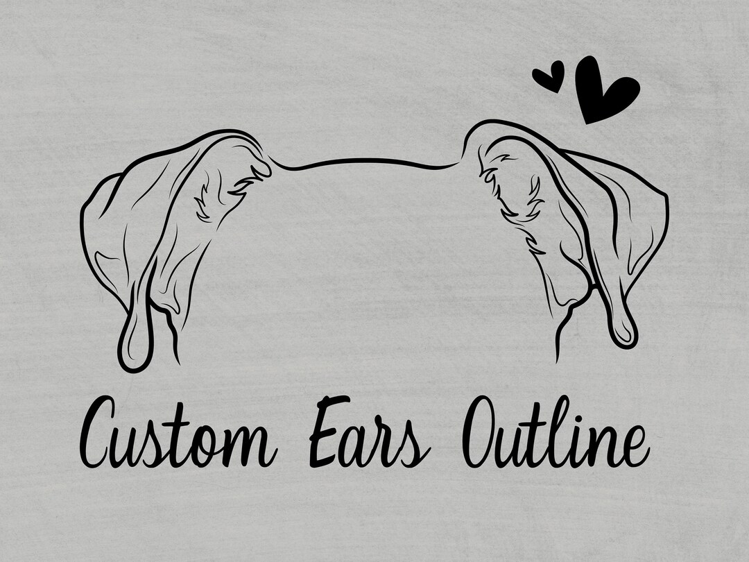 Doodle Dog Ears Line Drawing DIGITAL Minimalist Illustration - Etsy