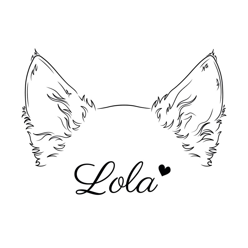 Cat Ears Outline Tattoo Cat Ears Drawing Cat Ears and Name - Etsy