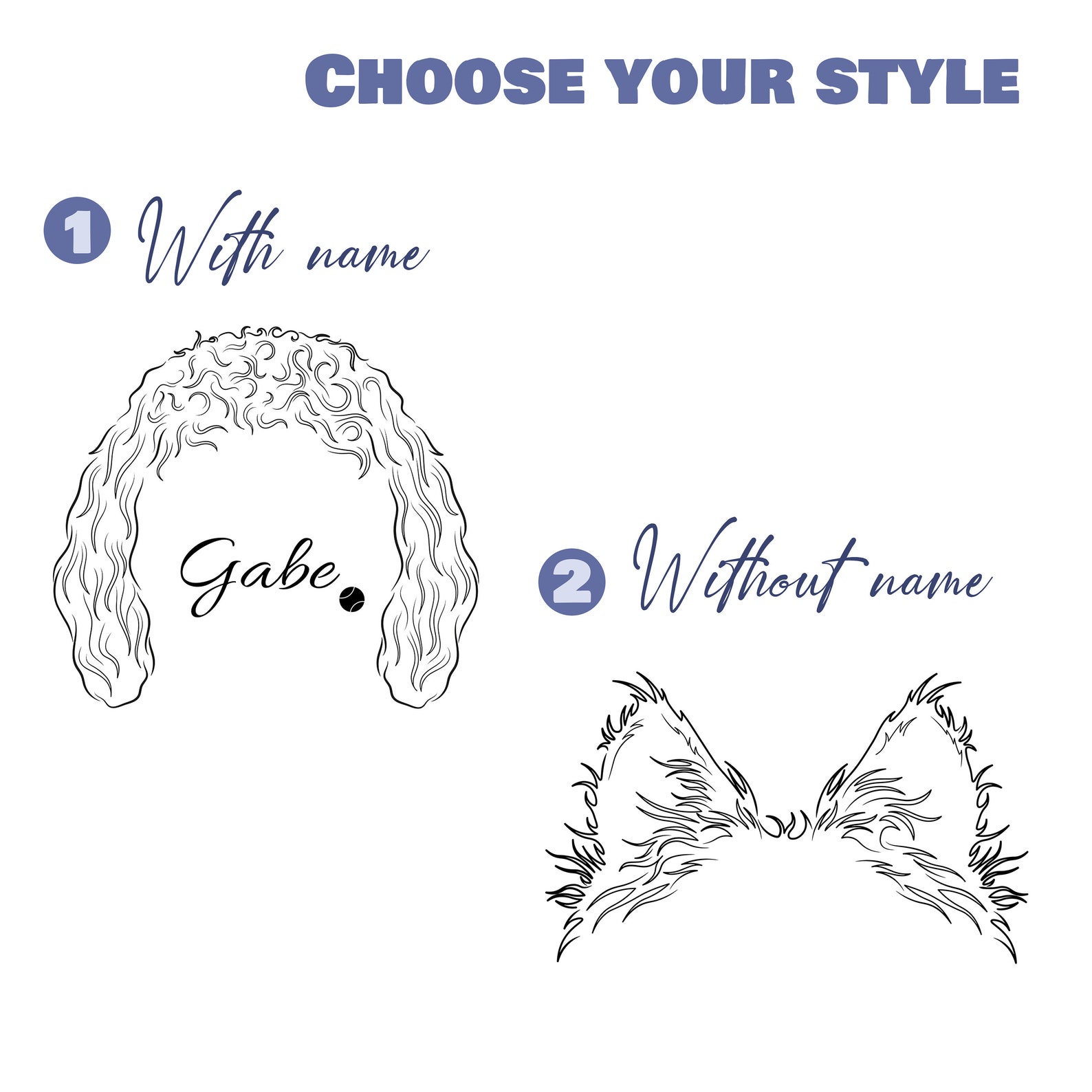 Doodle Dog Ears Line Drawing DIGITAL Minimalist Illustration - Etsy