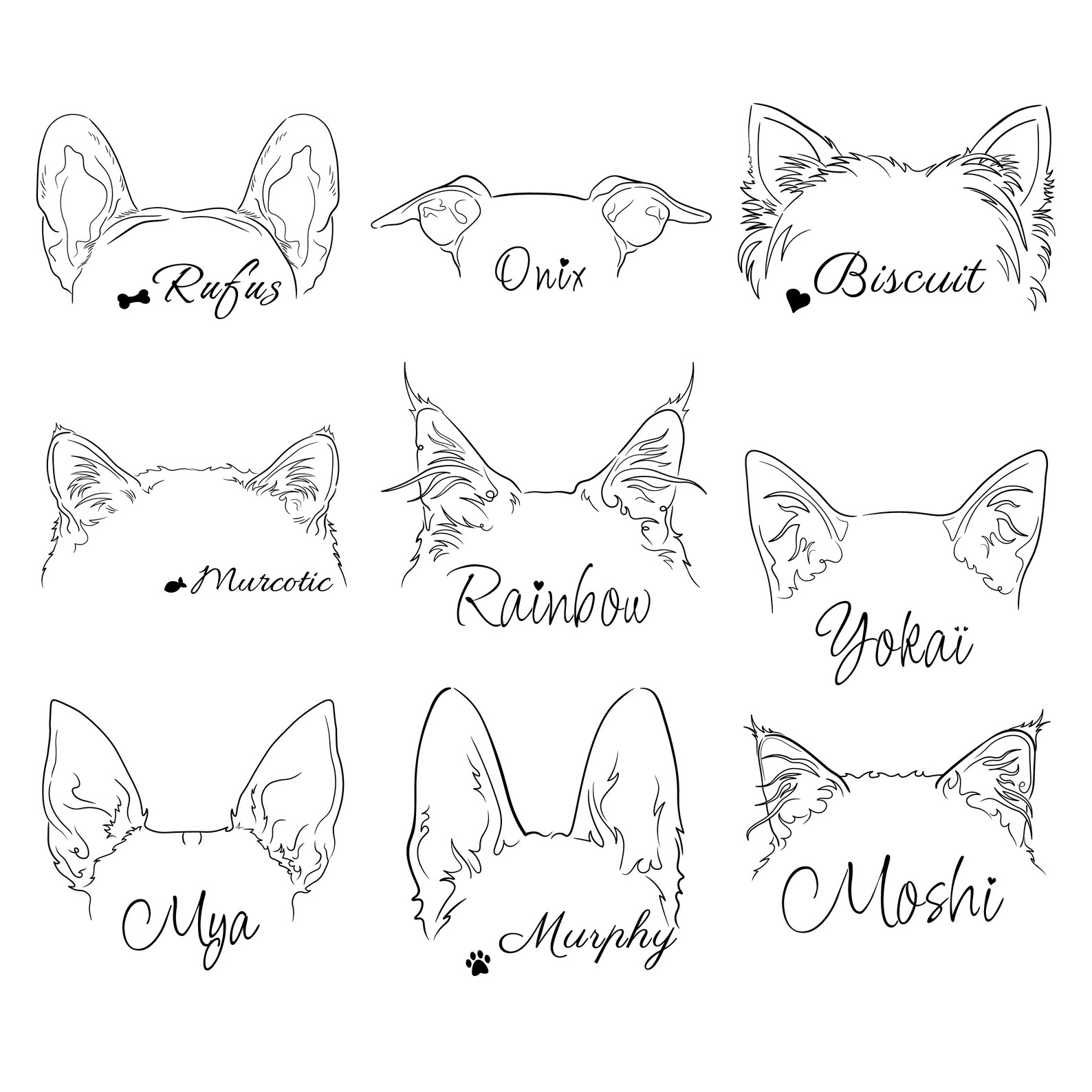 Pet Ear Outline Puppy Ears Dog Line Art Dog Tattoo Design - Etsy