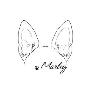 German Shepherd Ear Outline Custom Line Drawing DIGITAL, Minimalist ...