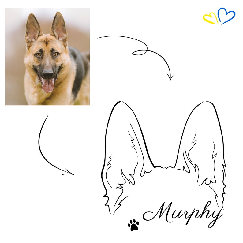 Ear Outline DIGITAL Minimalist Illustration Print Custom Pet - Etsy