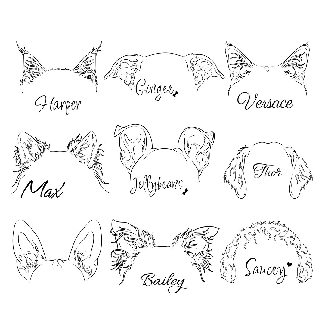 Dog Ear Outline, CUSTOM Ear Portrait, Bespoke Pet Tattoo, Dog TATTOO ...