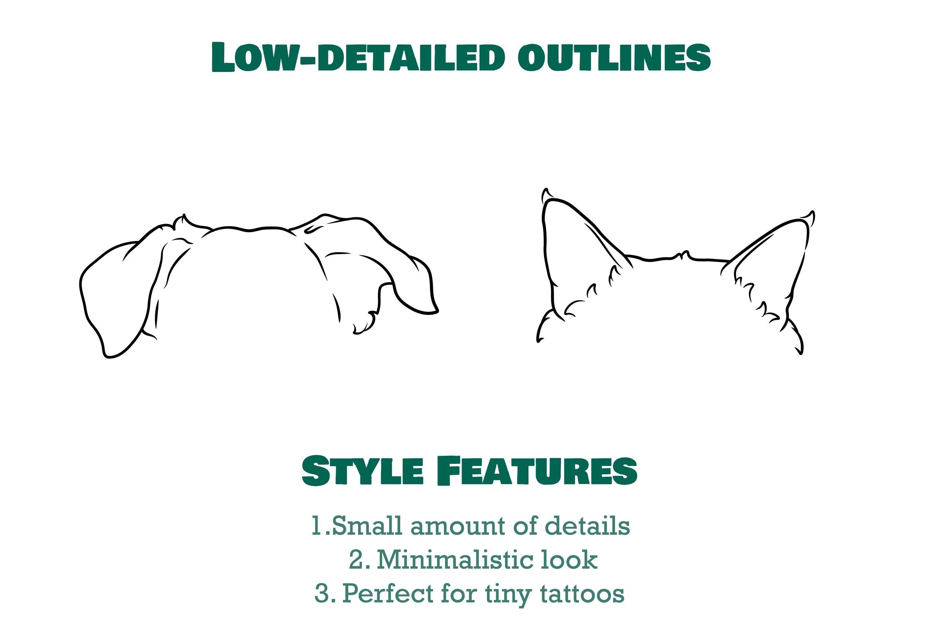 Cat Ears Outline Tattoo, Ear Outline Line, Cat Ears Drawing, Cat Ears ...