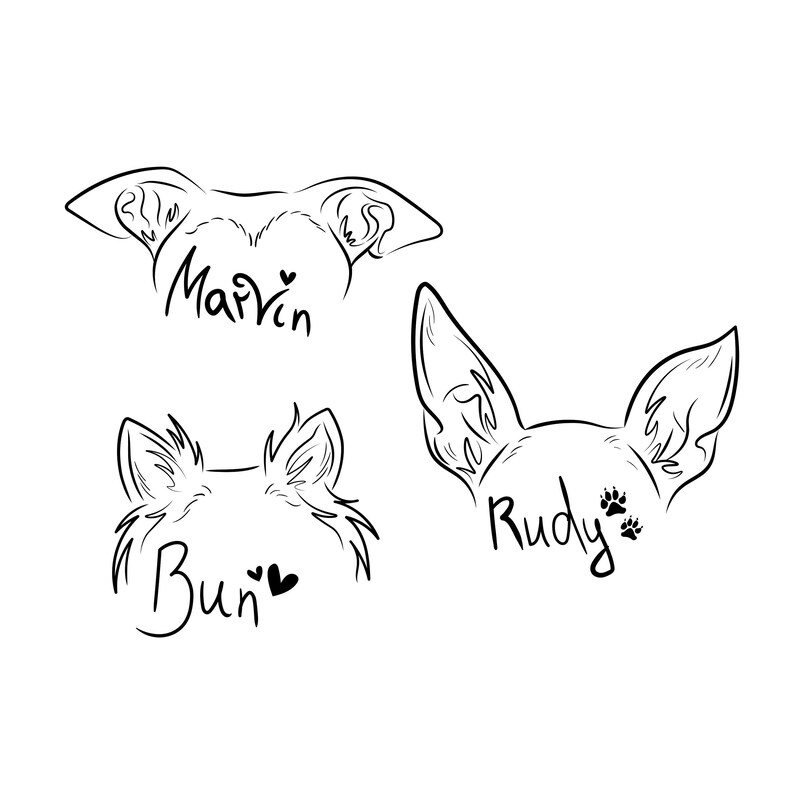 Dog Ear Outline Dog Ears Svg Cat Ear Drawing Custom Pet Ear - Etsy Hong ...