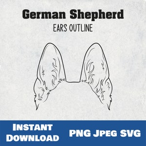 German Shepherd Ears SVG, Tattoo, Pet Ears SVG, Cricut Files Svg, Dog ...