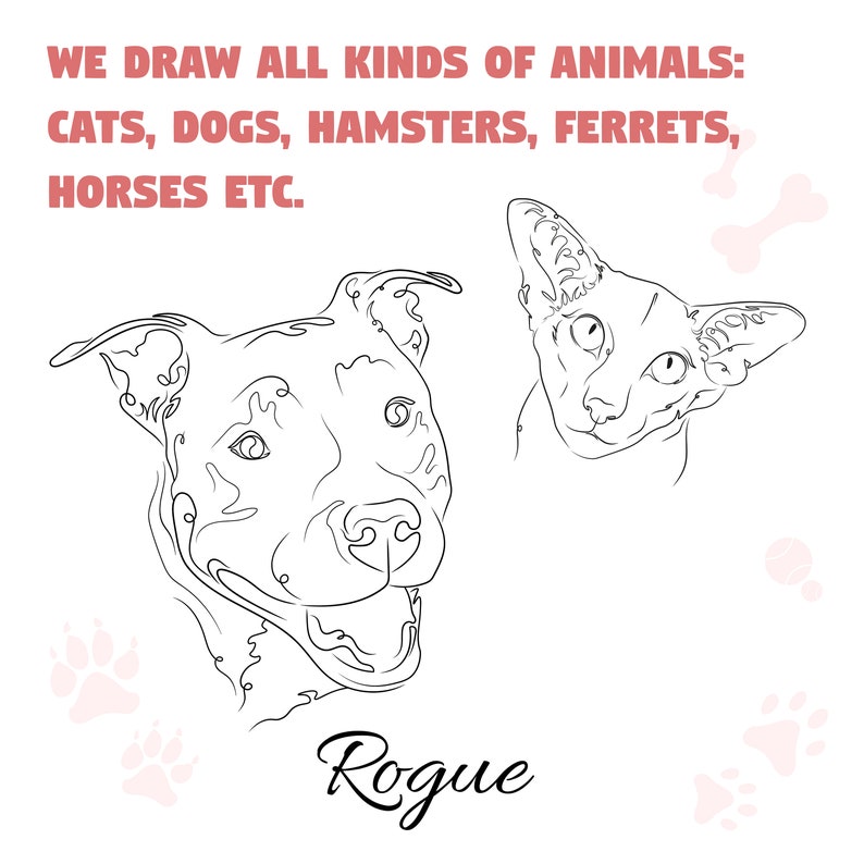 Line Art Commission Outline Pet Portrait Custom Dog Drawing - Etsy
