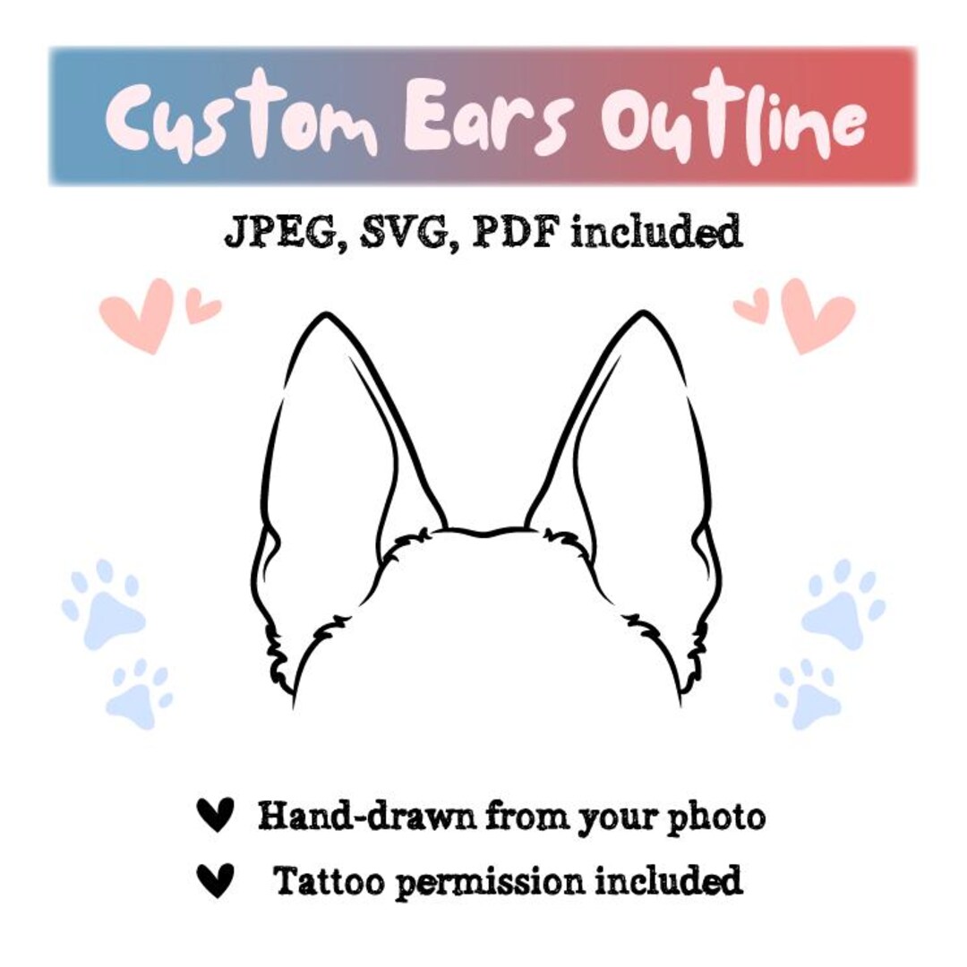 Custom Pet Ear Outline Tattoo Design • Minimalist Pet Line Art • Dog ...