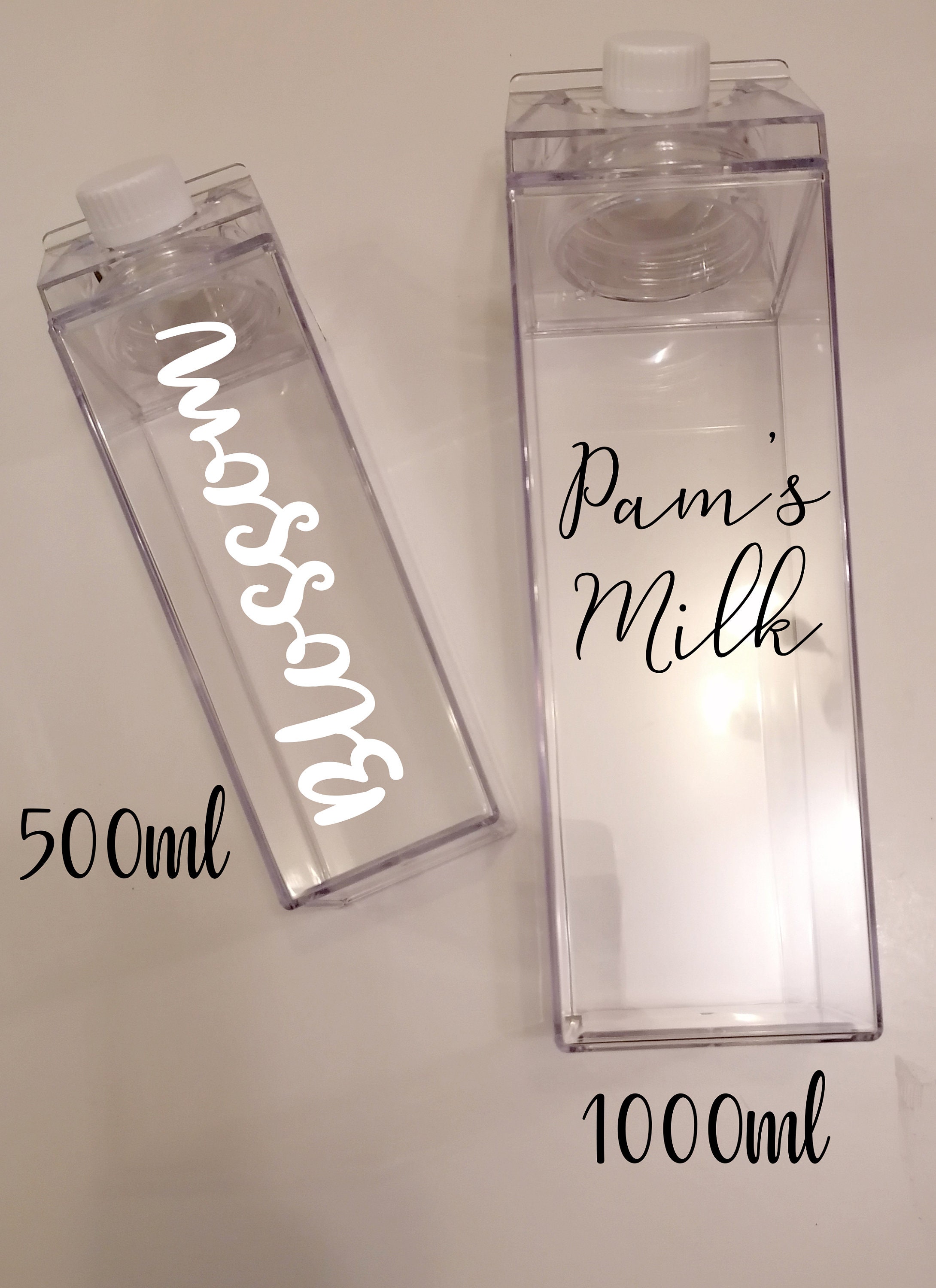 Personalised 500ml or 1000ml Plastic Reusable Milk Carton - Etsy UK