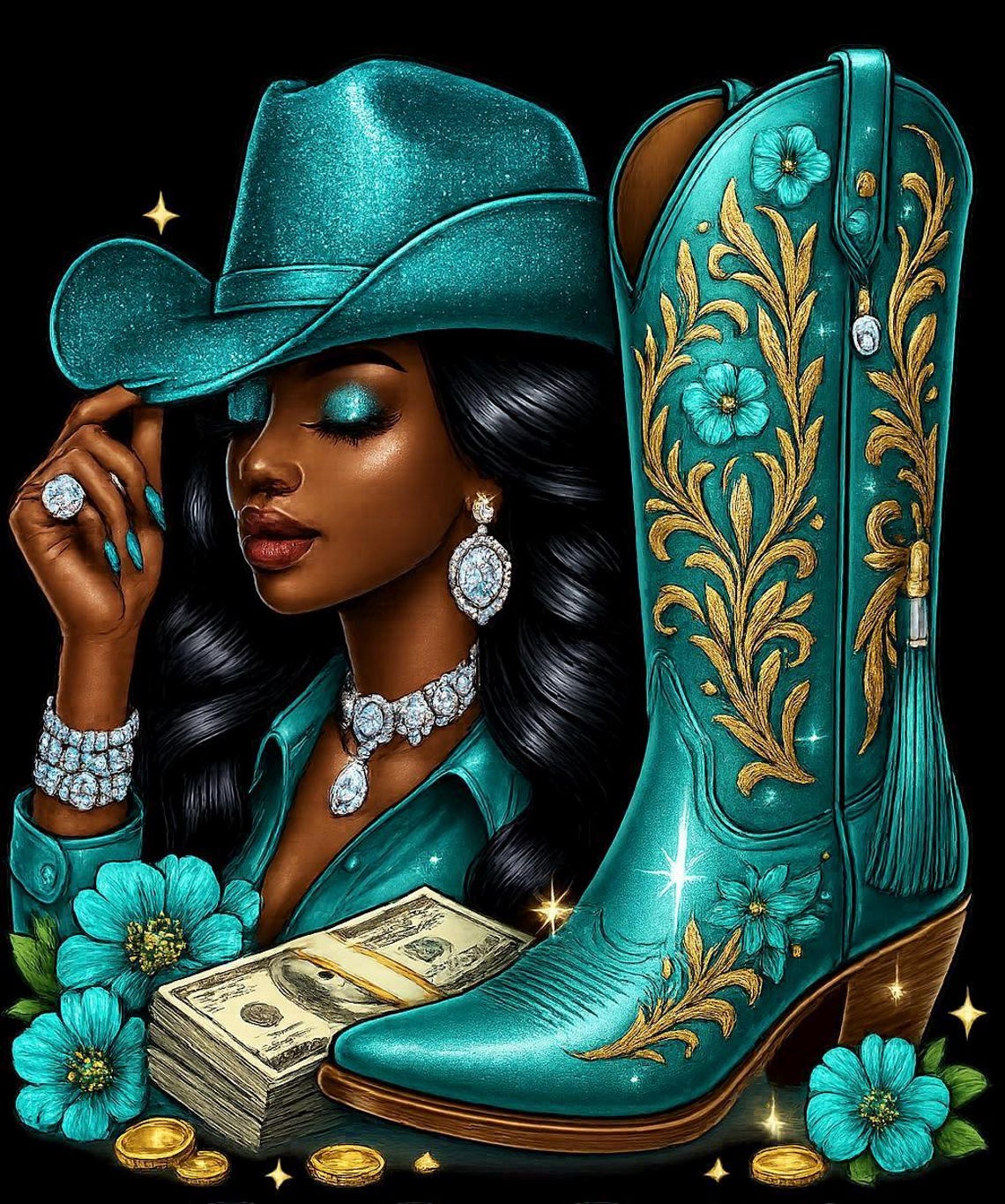Cowgirl Prompt Bundle – 4 AI Art Prompts | Black Cowgirl Fashion ...