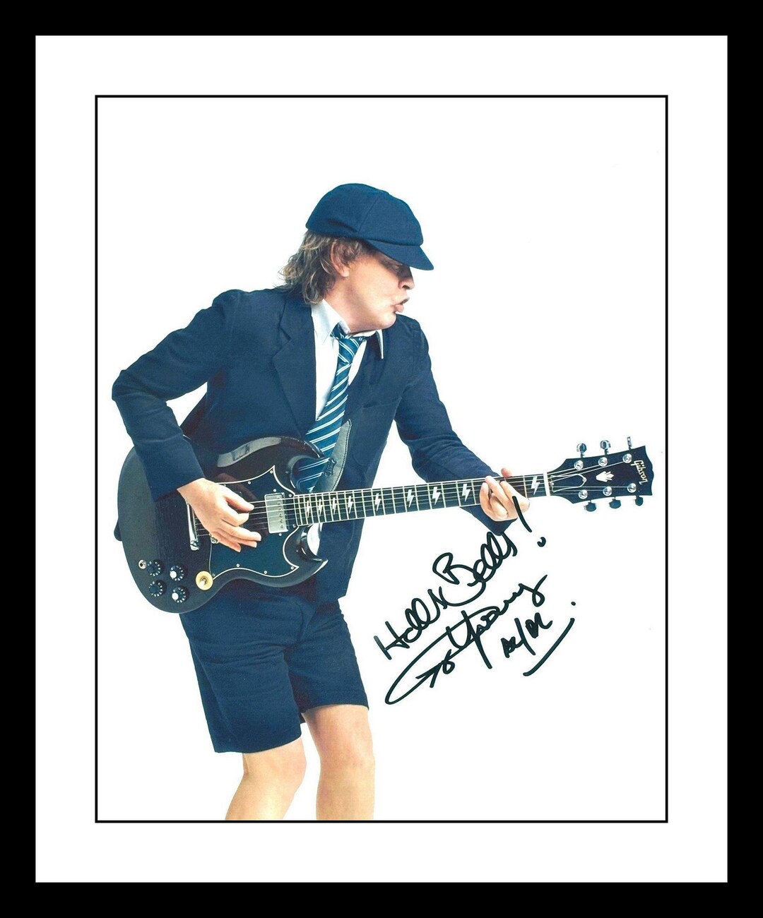 Ultra Rare AC/DC Angus Young Rock Guitar Legend Authentic Hand Signed ...