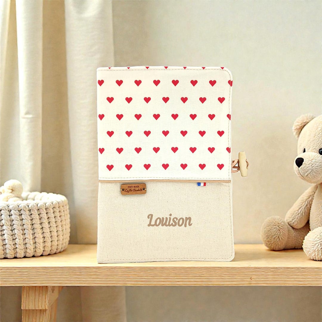 Personalized Health Record Book Cover With Name and Small Retro Hearts ...