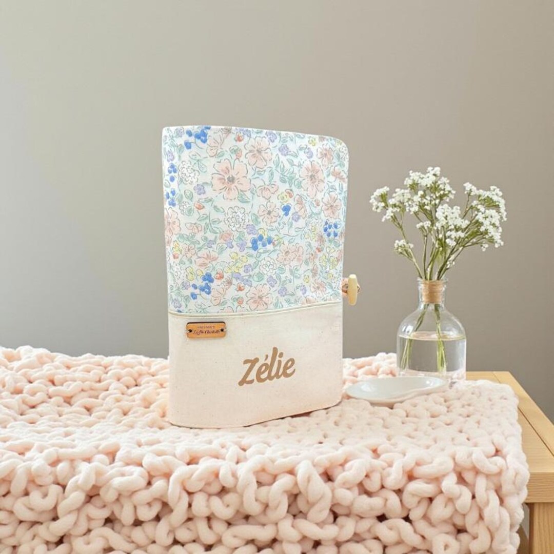 Personalized Health Record Book Cover With Name and Small Blue Flowers ...