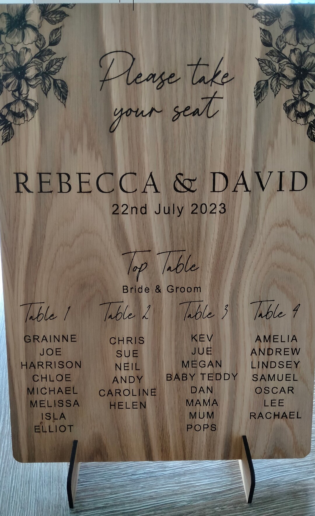 Wedding Seating Plan Notice Sign Board Personalised Rustic Laser ...