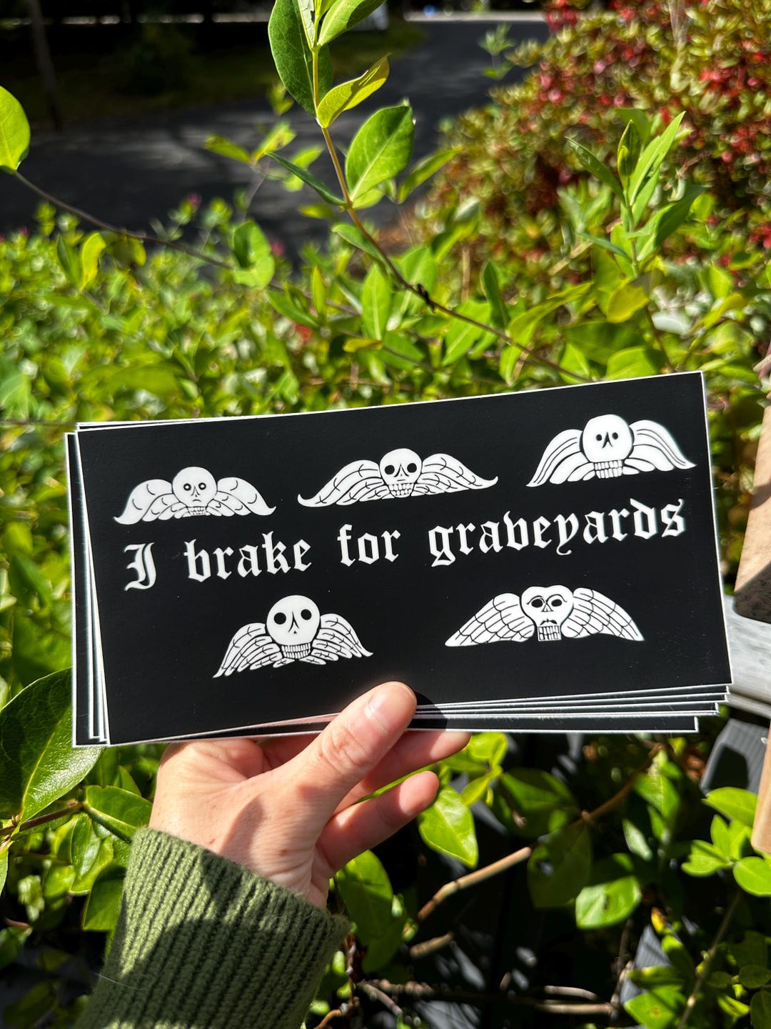 I Brake for Graveyards Bumper Sticker Taphophile Cemetery Lovers ...