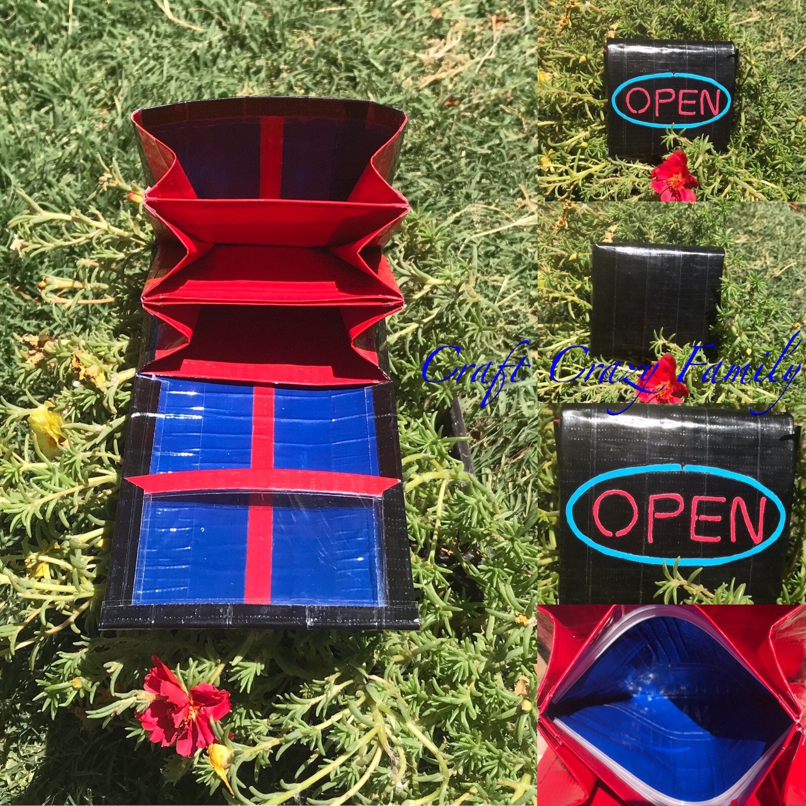 Neon Sign Duct Tape Wallet | Handmade Open Sign Wallet | Unique Wallet ...