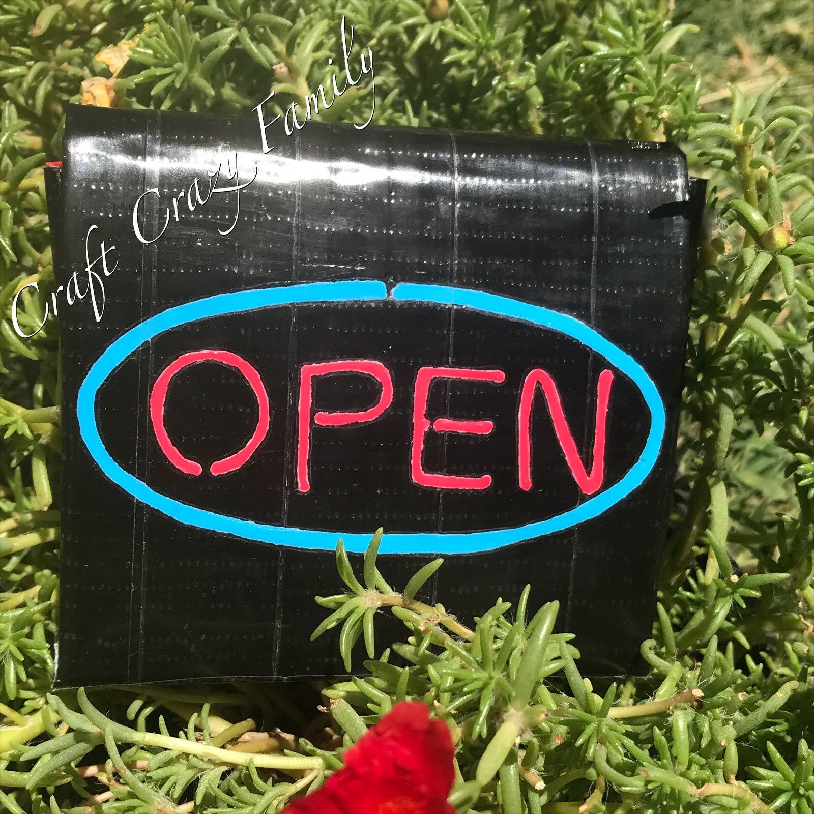 Neon Sign Duct Tape Wallet | Handmade Open Sign Wallet | Unique Wallet ...