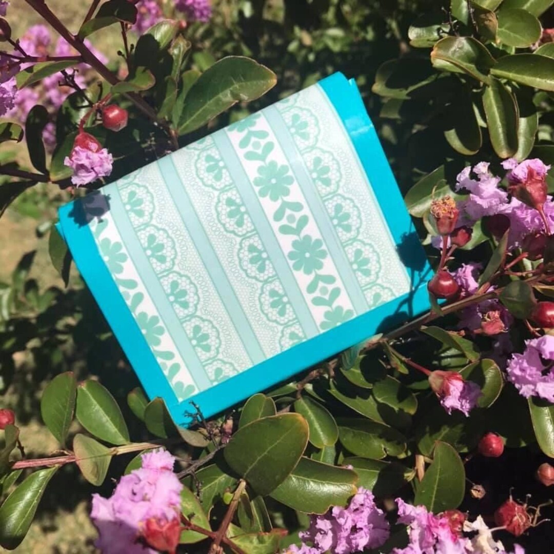 Mint Lace Duct Tape Wallet | Vintage Lace Print Wallet | Handmade ...