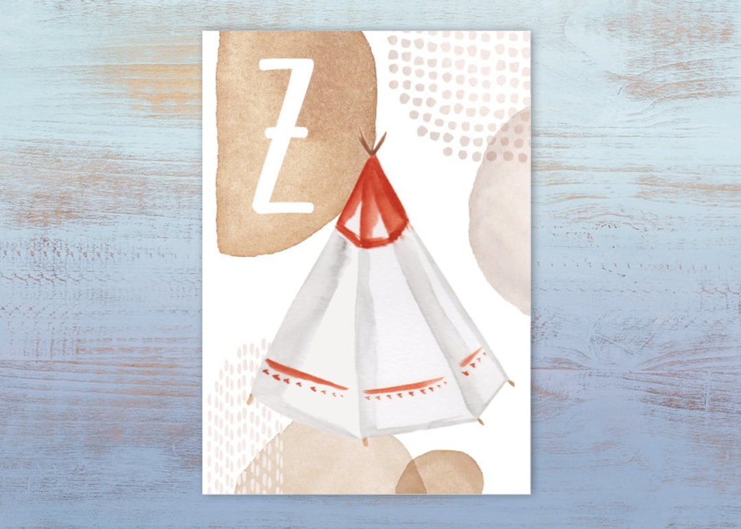ABC Card z Like Tent Letter Card Postcard A6 Alphabet Card Start of ...