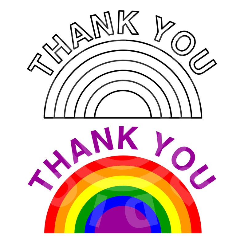 Rainbow Coloring Page Thank You Rainbow Colouring in - Etsy