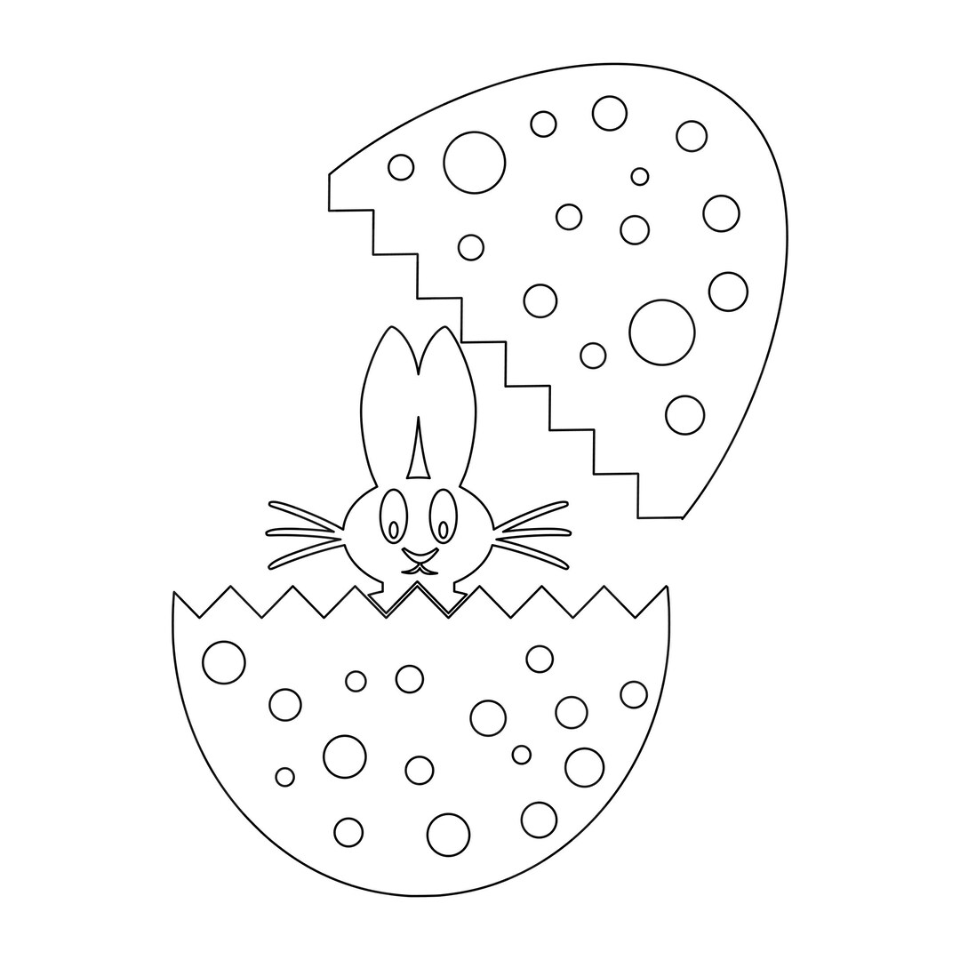 Easter Egg and Bunny Coloring Page, Easter Bunny Colouring in Page ...