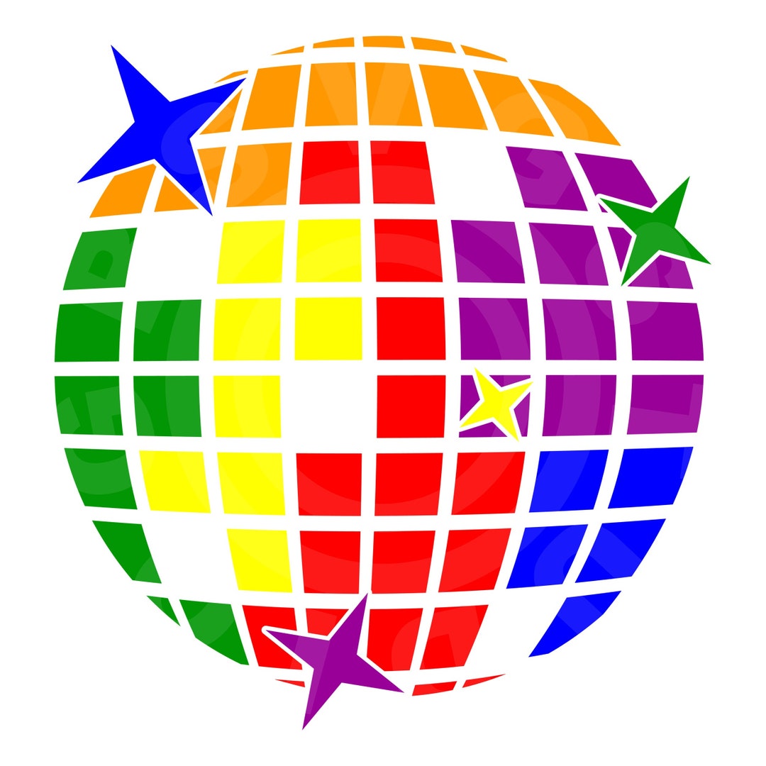 Rainbow Disco Ball Glitter Ball Cut File, Pride Disco Ball LGBTQ SVG ...