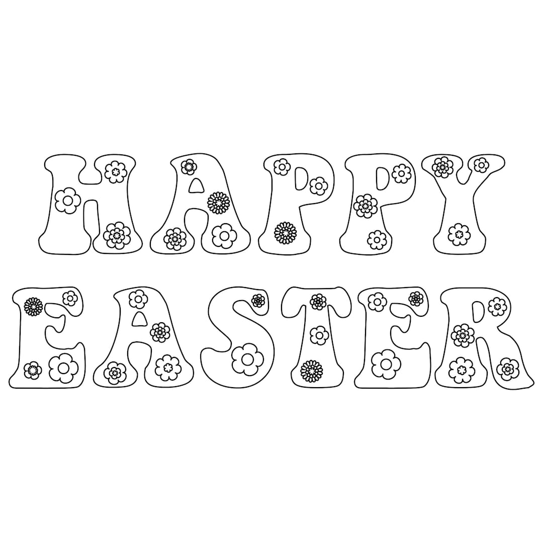 Happy Easter Coloring Page, Easter Colouring in Page,easter Svg ...