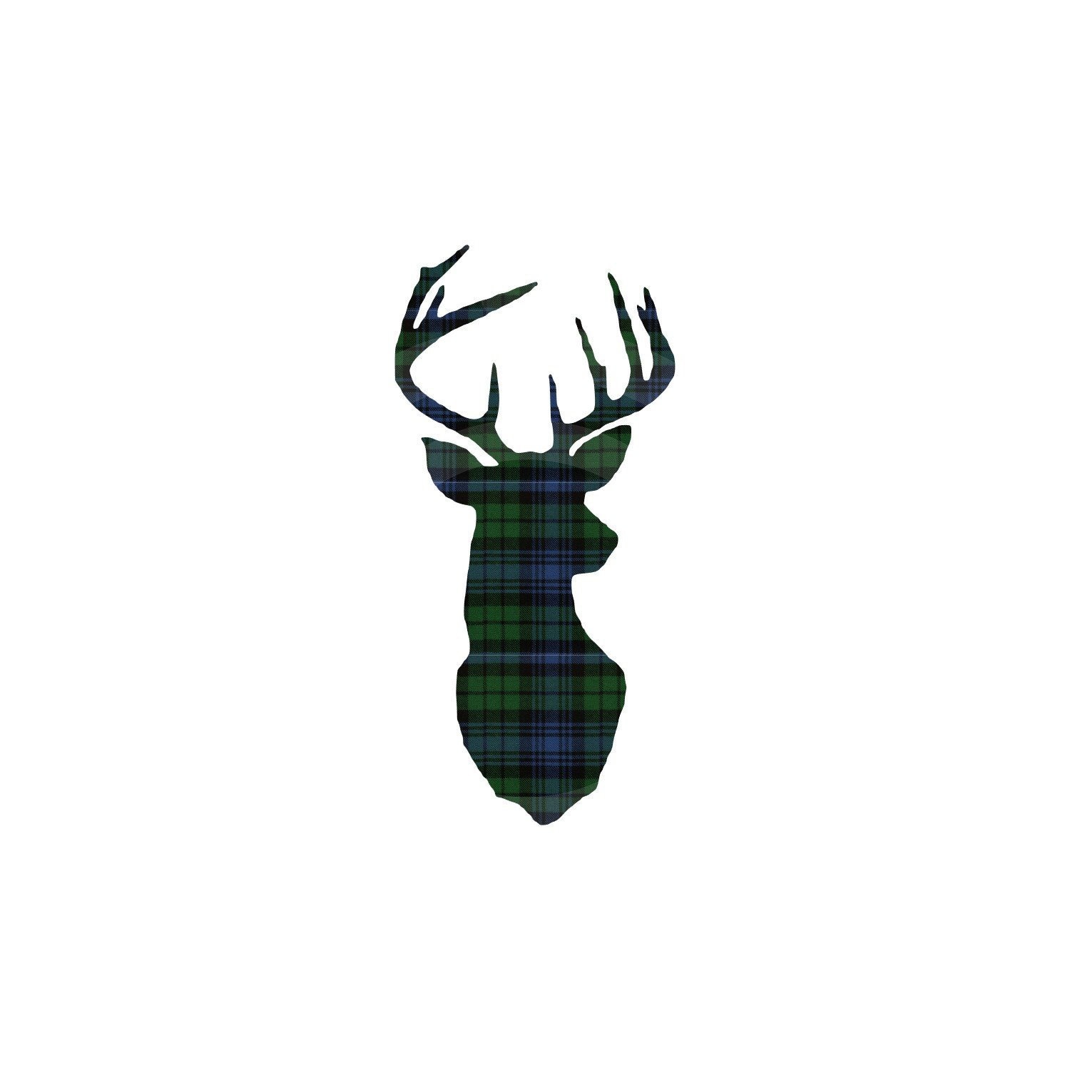Tartan Stag Head SVG Cut File Black Watch Tartan Printable | Etsy