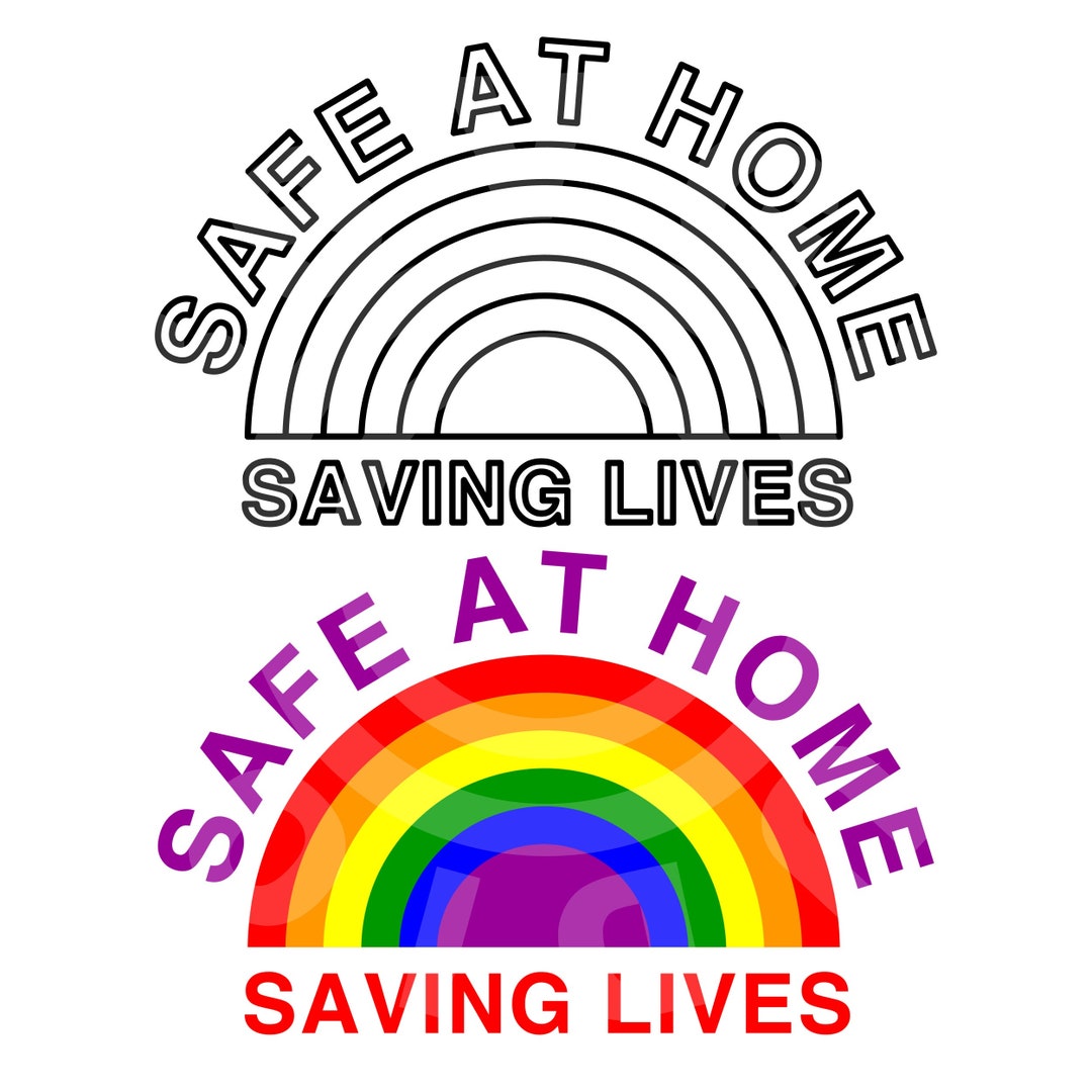 Rainbow Coloring Page, Safe at Home Saving Lives Thank You Rainbow ...