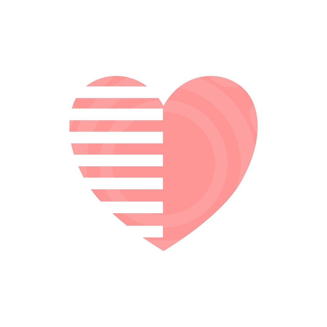 Valentine SVG Pink Stripe Heart SVG Half Divided Heart SVG Printable ...
