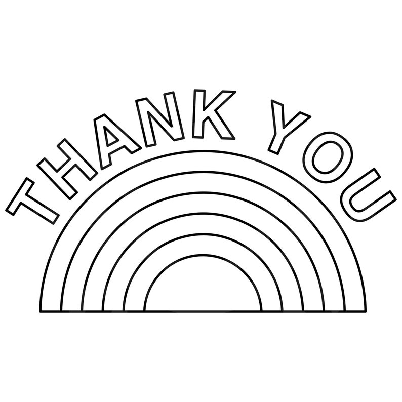 Rainbow Coloring Page Thank You Rainbow Colouring in | Etsy