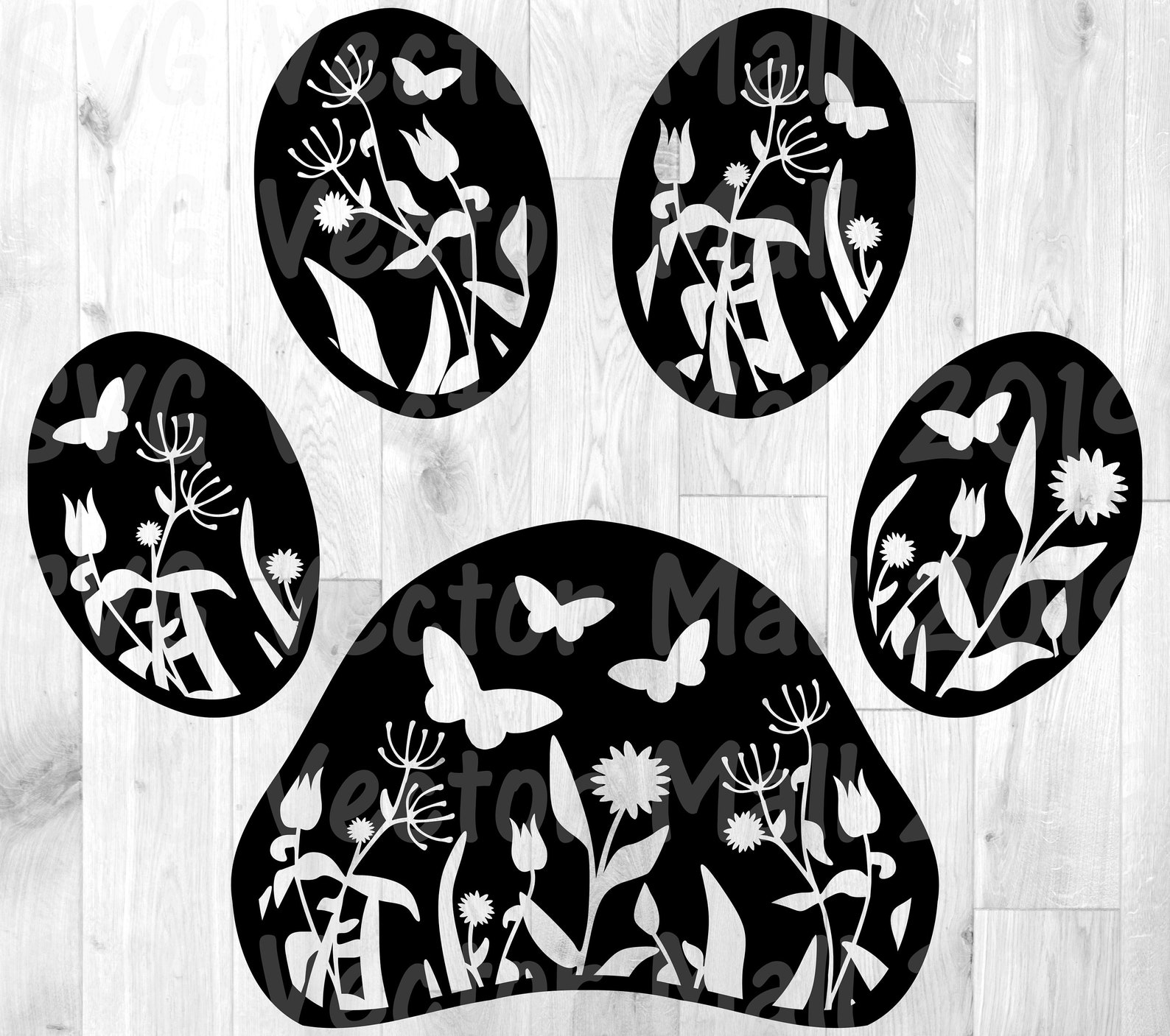 Wildflower Paw Dog Paw Svg Floral SVG Flower Paw - Etsy
