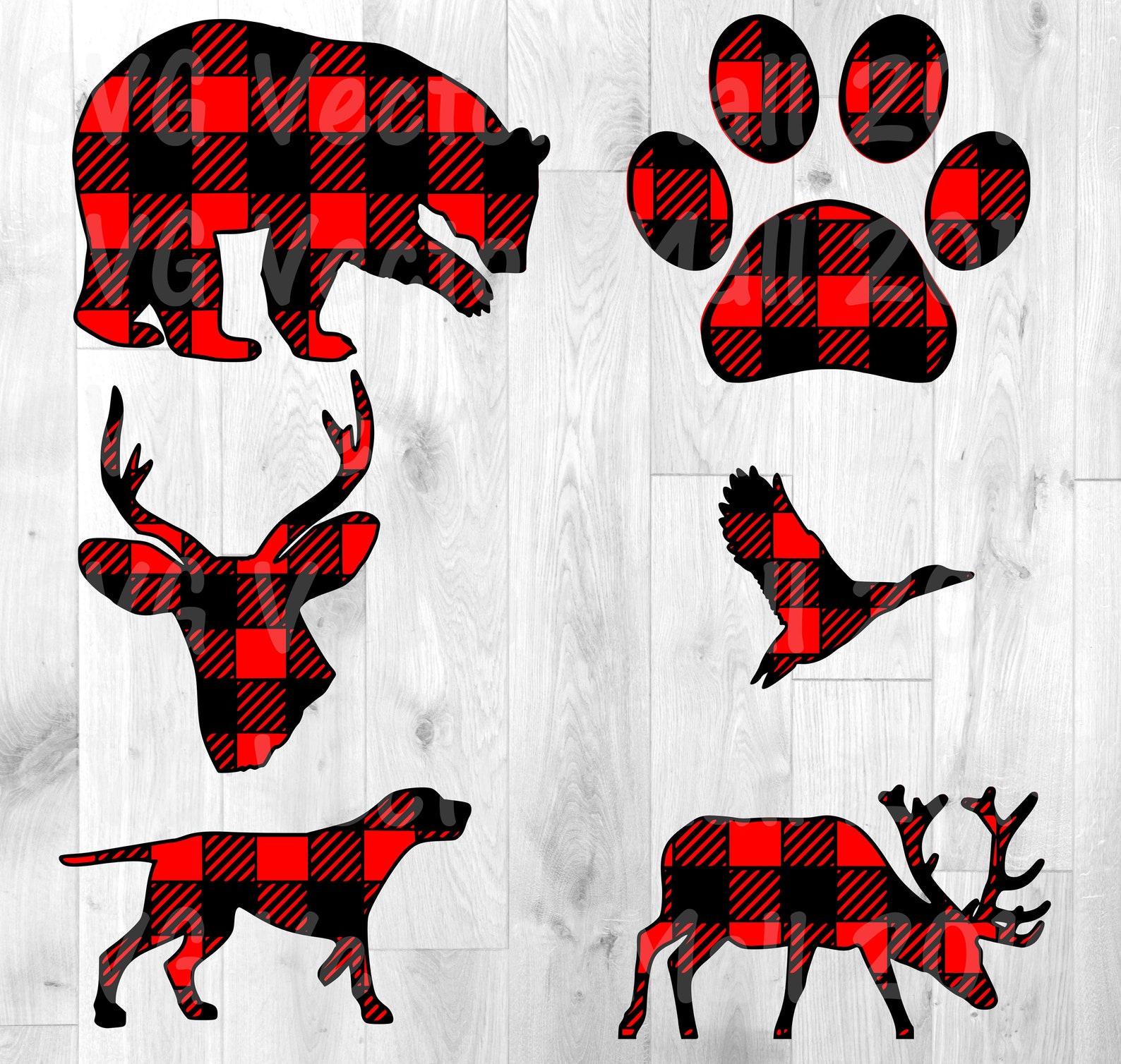 Plaid Animals SVG Plaid Deer Dog Paw Svg Buffalo Plaid | Etsy