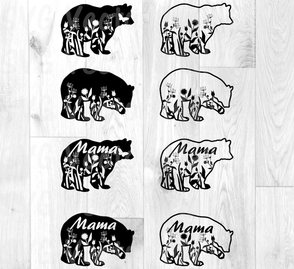 Mama Bear Svg, Bear Svg, Clip Art, Mama Bear Clipart, Bear Silhouette ...
