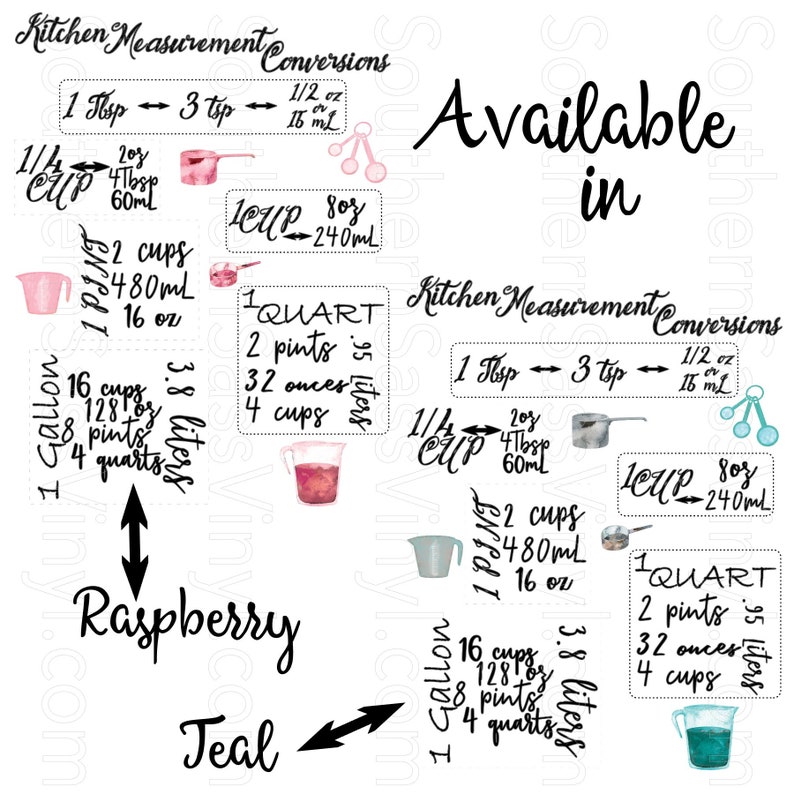 Recipe and Kitchen Chart Set Digital Download sublimation | Etsy