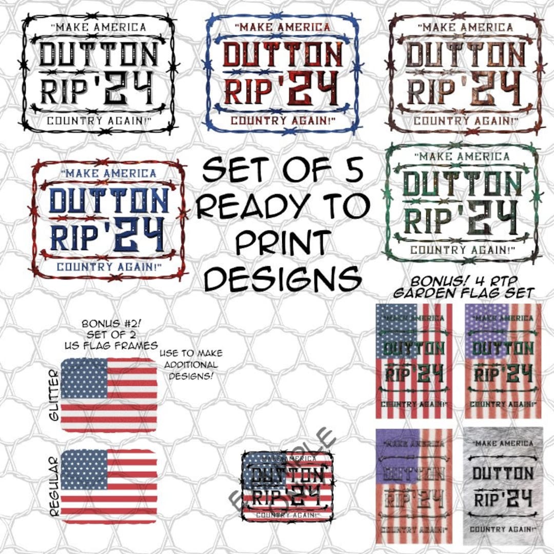Dutton/rip '24 Design Bundle- Sublimation Graphic for Heat Transfers ...