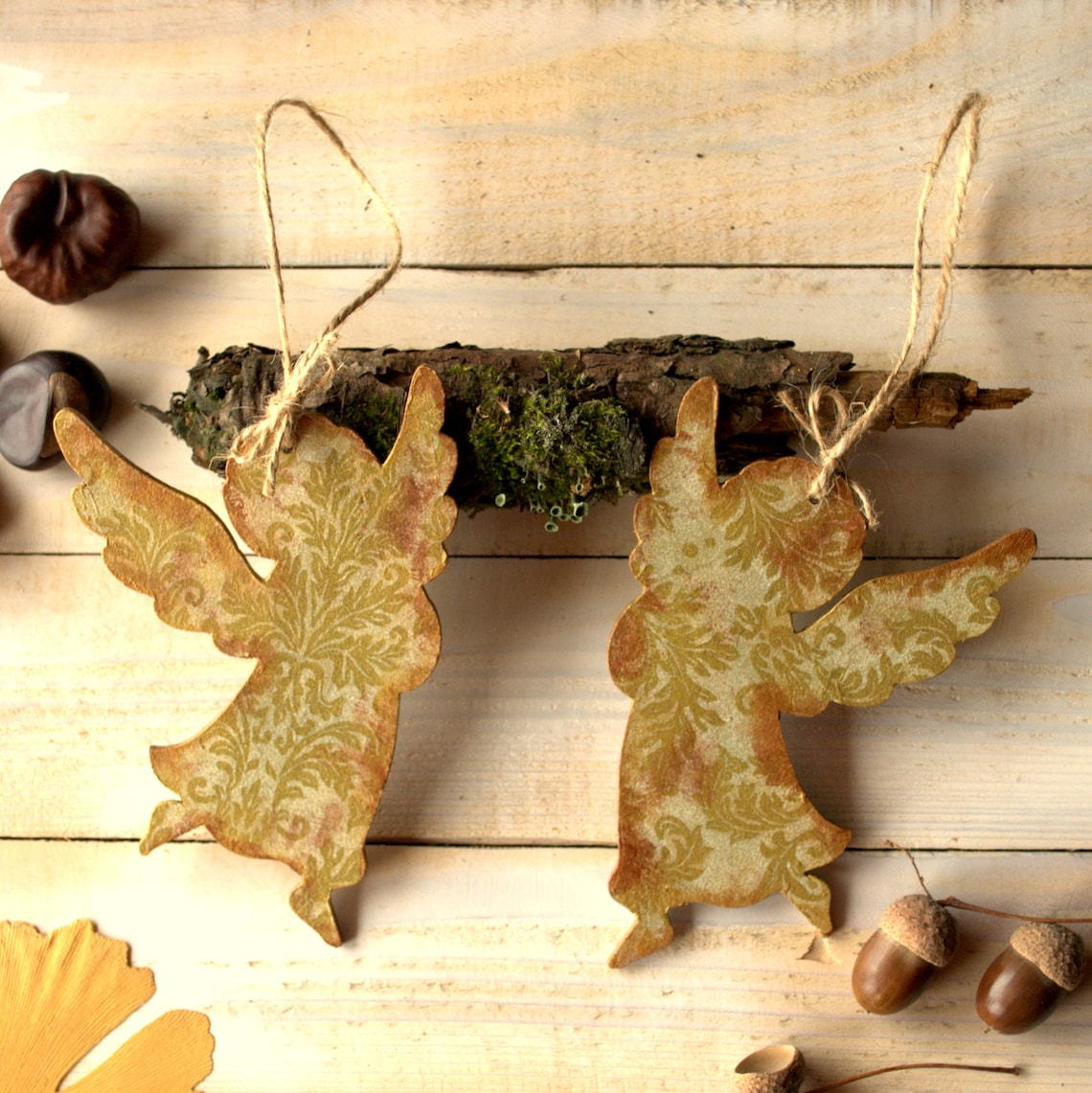 Two Sides Wooden Wooden Hanging Decor Angel Plaque Hanging Angels ...