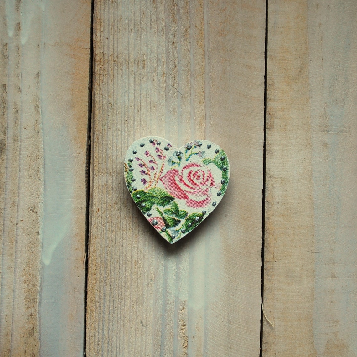 Mini Wooden Decoupage Refrigerator Magnet Heart Plaque Magnet - Etsy