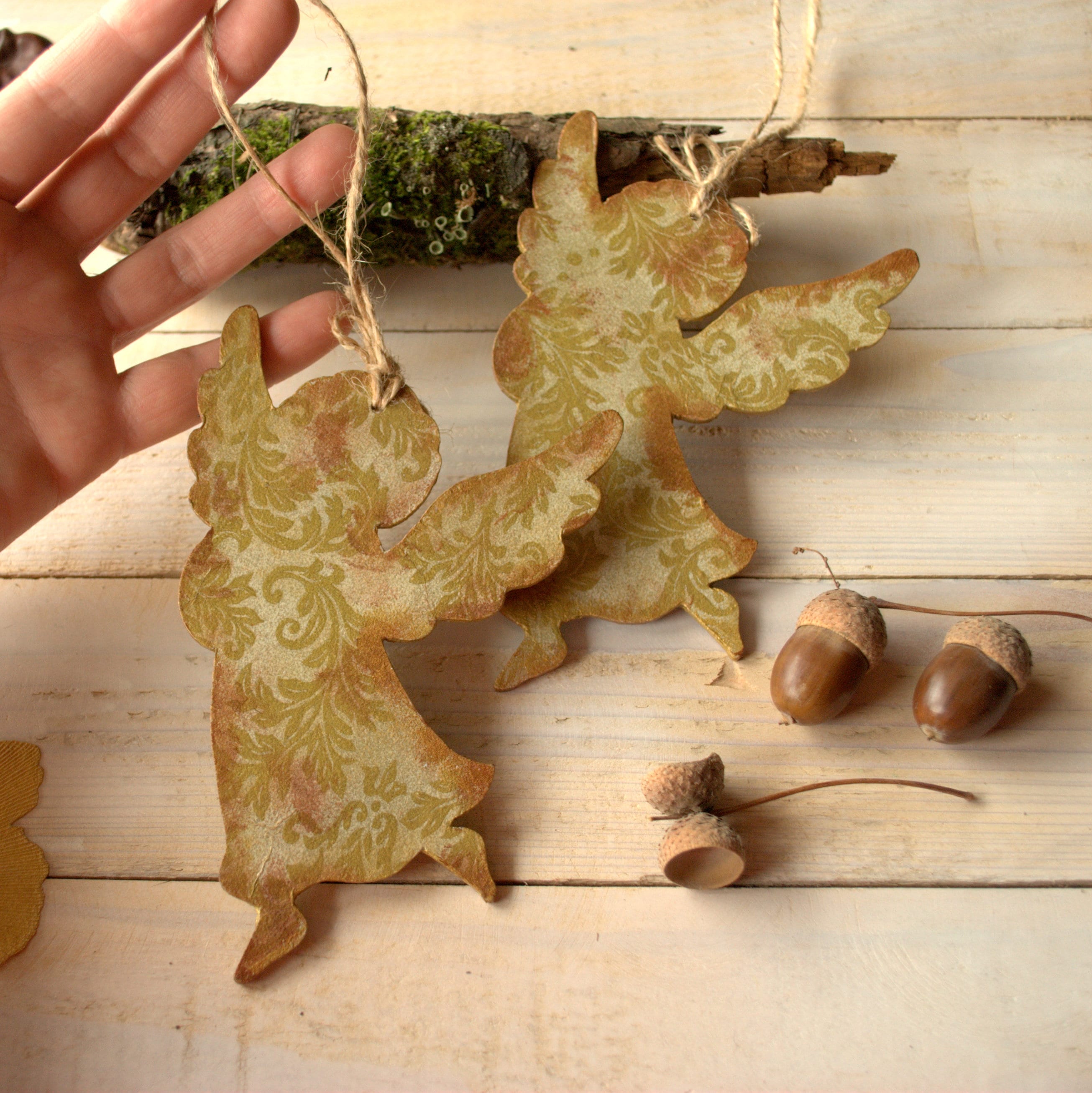 Two Sides Wooden Wooden Hanging Decor Angel Plaque Hanging Angels ...