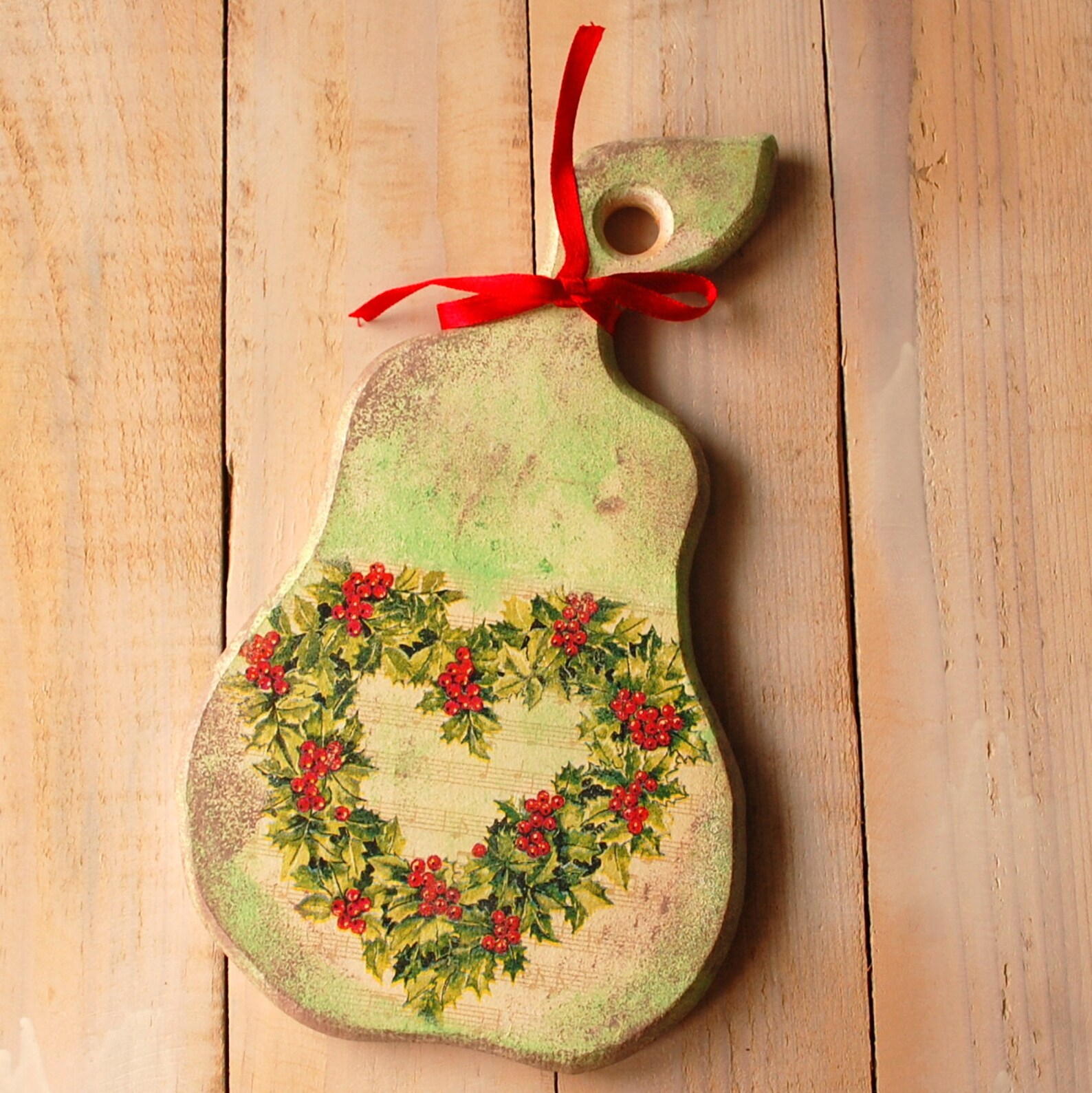Wooden Decoupage Cutting Board Christmas Ornament Decorative Wood ...