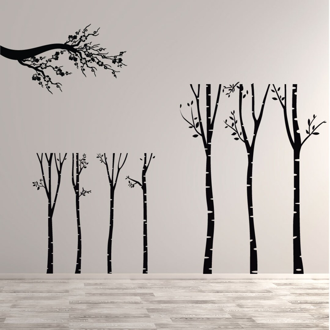 Forest Tree Silhouette Wall Decal Vinyl Sticker for Home Decor. by ...
