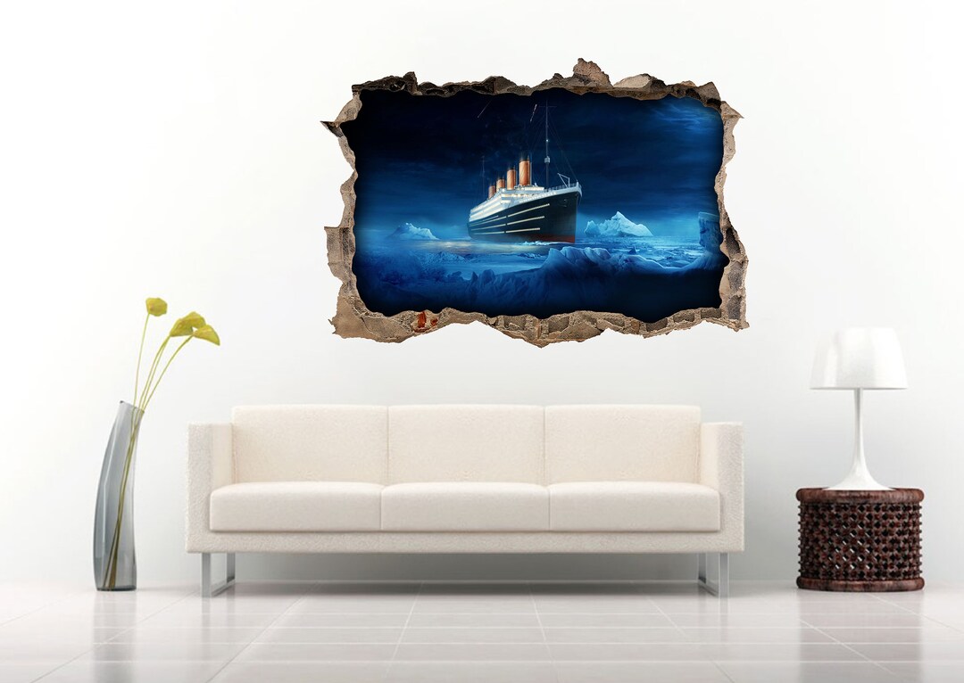 3D Titanic Ship Between Sea and Ice Wall Decal Vinyl Sticker Decor for ...
