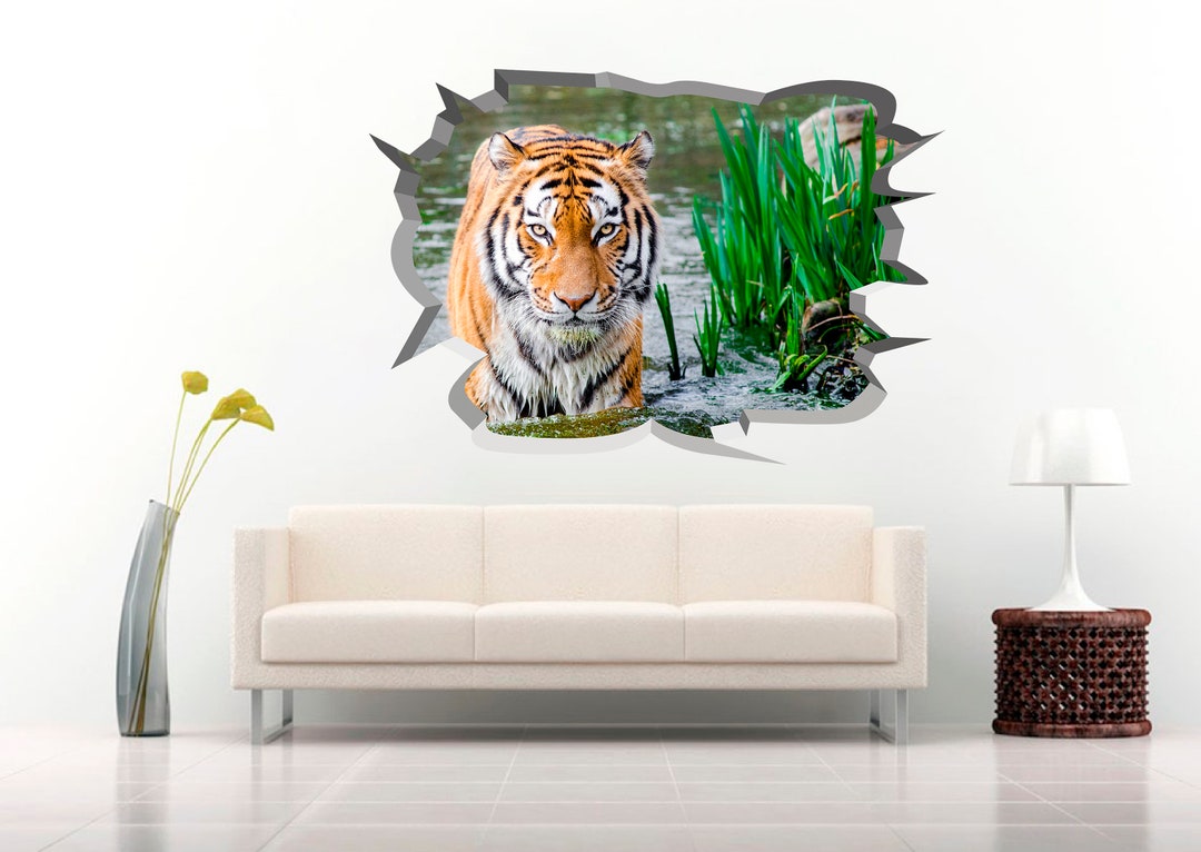 Bengal Tiger 3D Wall Decal, Wall Sticker - Removable Vinyl Sticker ...